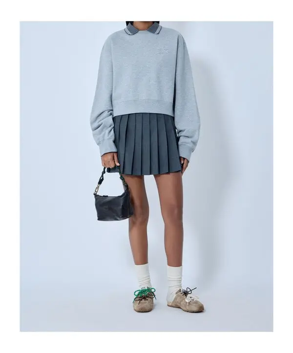 Miu Miu Logo-embroidered Collared Sweatshirt