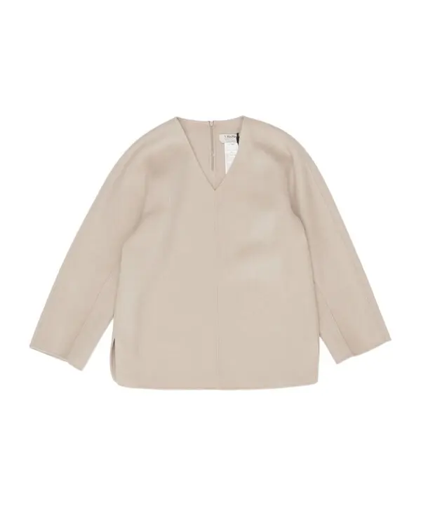 Max Mara Long-sleeved V-neck Top - Nude