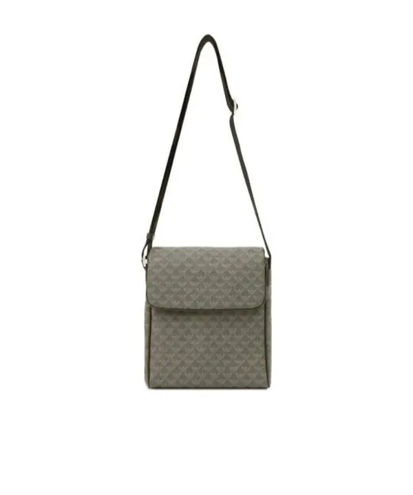 Emporio Armani Logo Printed Shoulder Bag - Gray