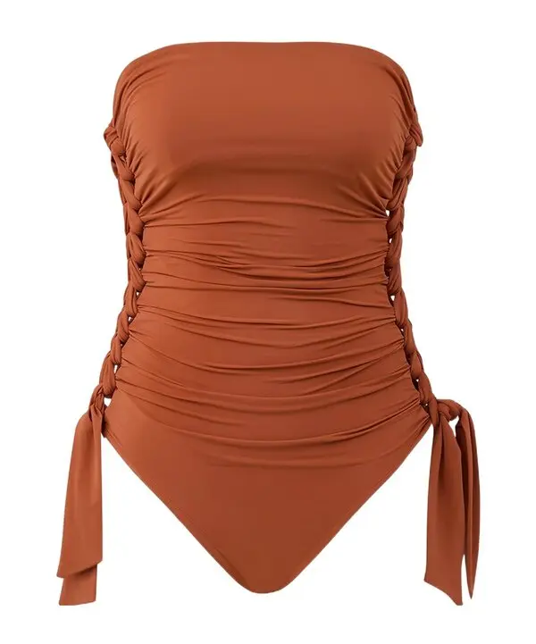Zimmermann Daylight Braided Gathered One-piece - Copper-colored