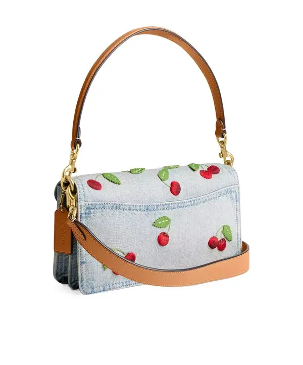 COACH Tabby Shoulder Bag With Cherry Embroidery - Brass/denim