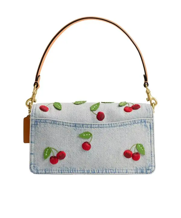 COACH Tabby Shoulder Bag With Cherry Embroidery - Brass/denim
