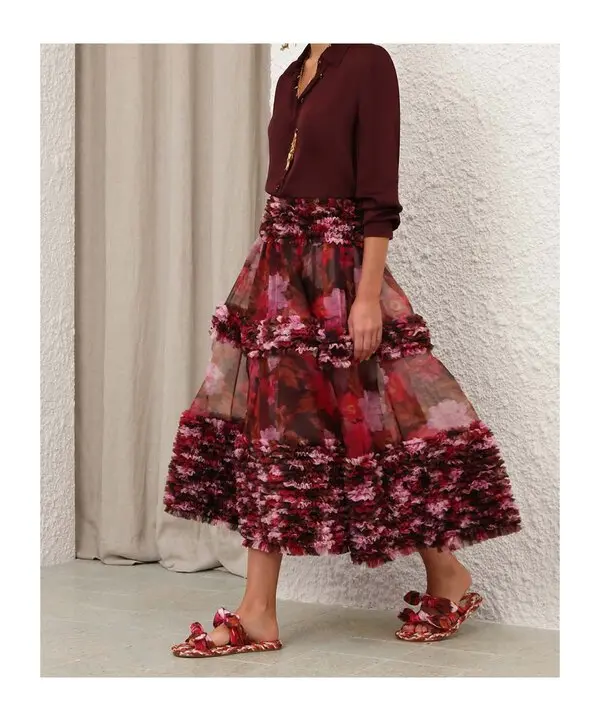 Zimmermann Luna Satin Shirt - Wine