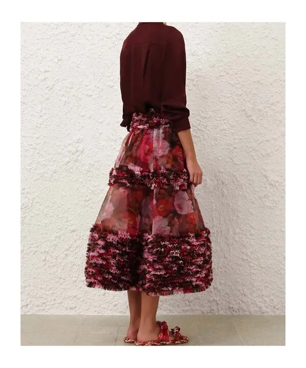 Zimmermann Luna Satin Shirt - Wine