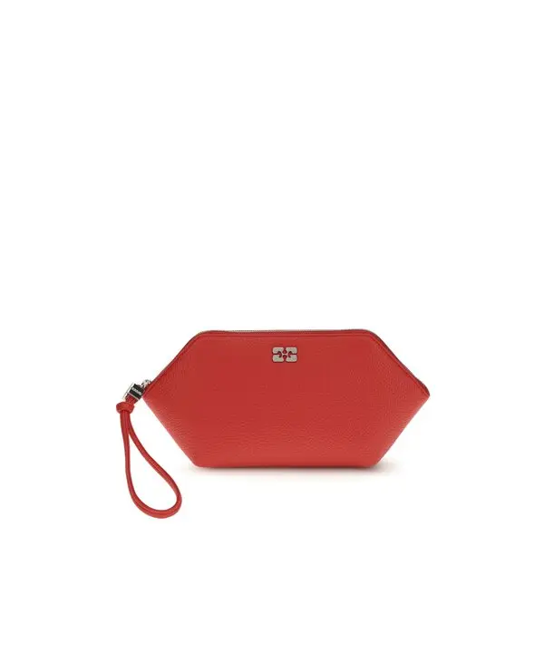 GANNI Bou Zip Pouch Makeup Bag - Red