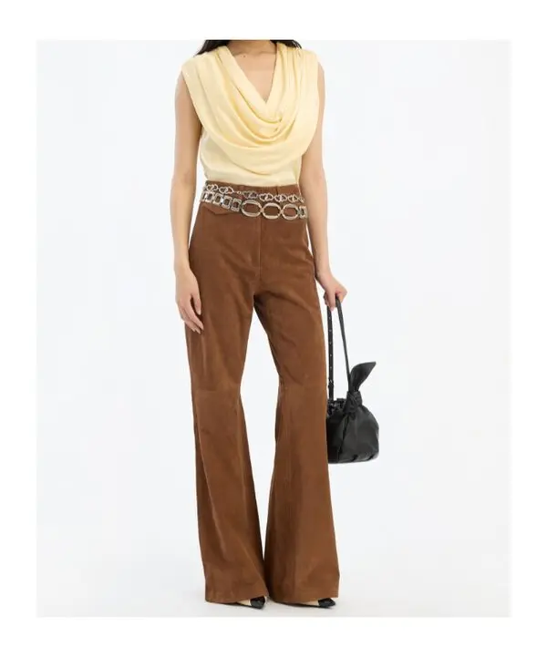 ROTATE BY BIRGER CHRISTENSEN Draped Cowl Neck Top - Yellow
