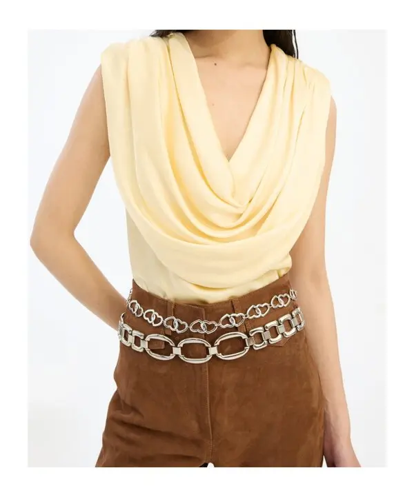 ROTATE BY BIRGER CHRISTENSEN Draped Cowl Neck Top - Yellow