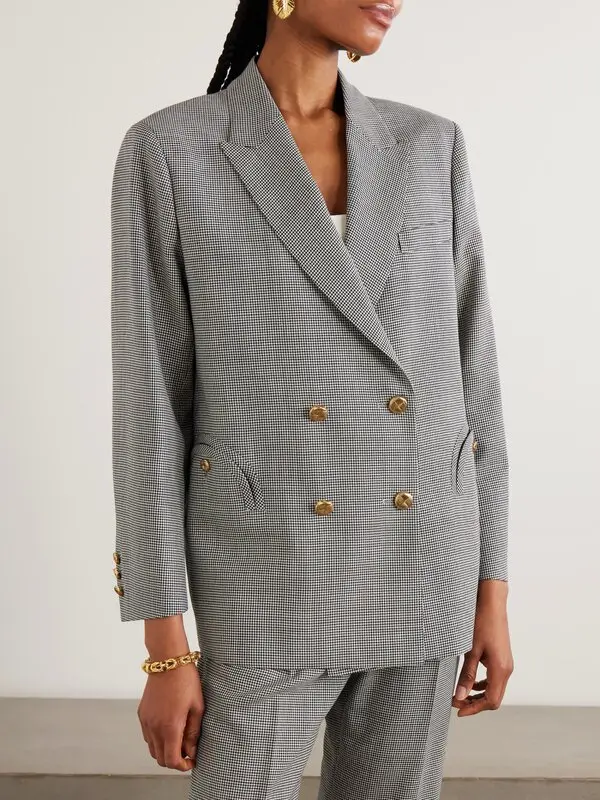 BLAZÉ MILANO Houndstooth Double-breasted Blazer - Gray