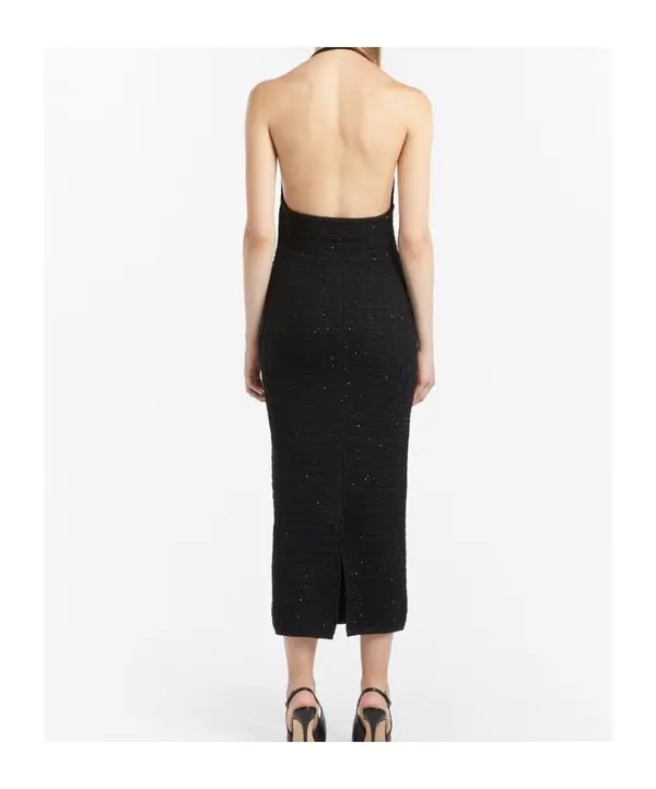 Alessandra Rich Sequin Knit Halterneck Midi Dress