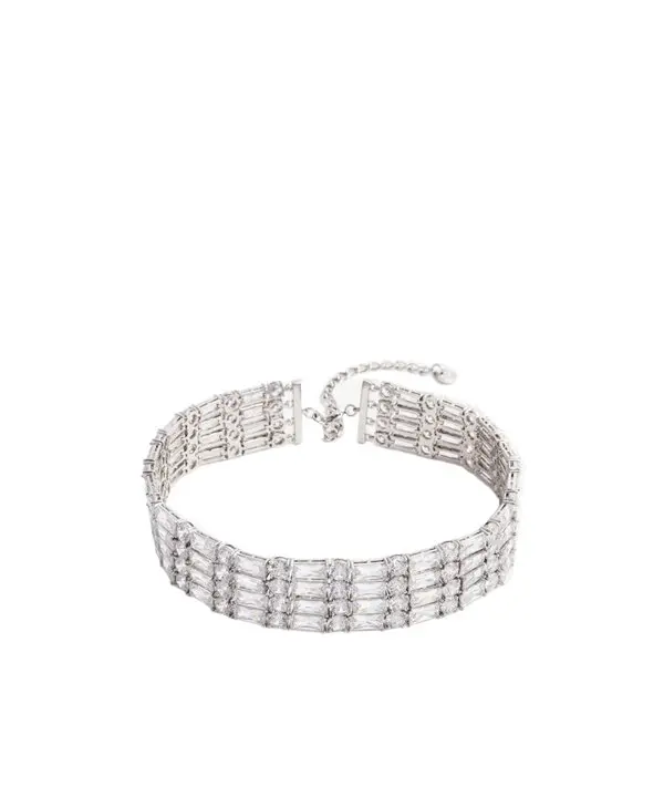 SELF-PORTRAIT Silver Crystal Choker - White