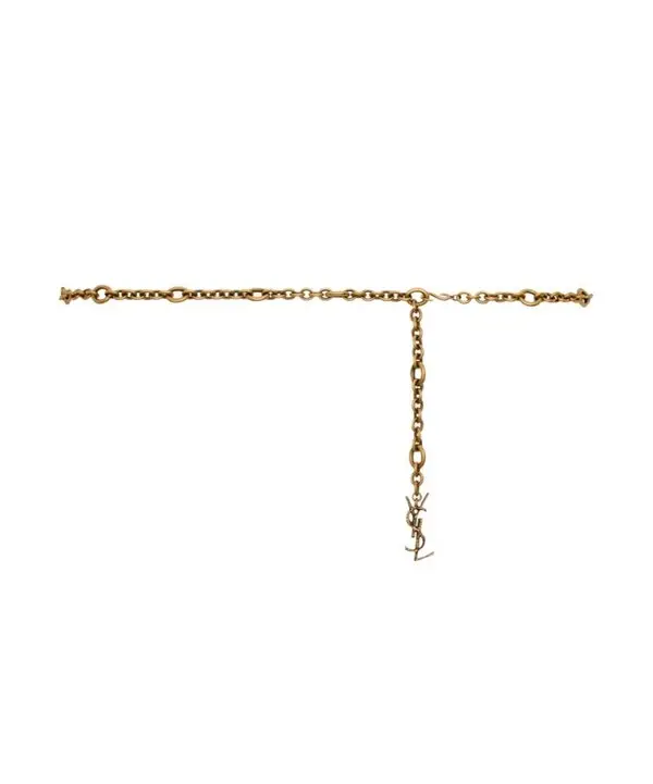 Saint Laurent Cassandre Chain Belt - Brown