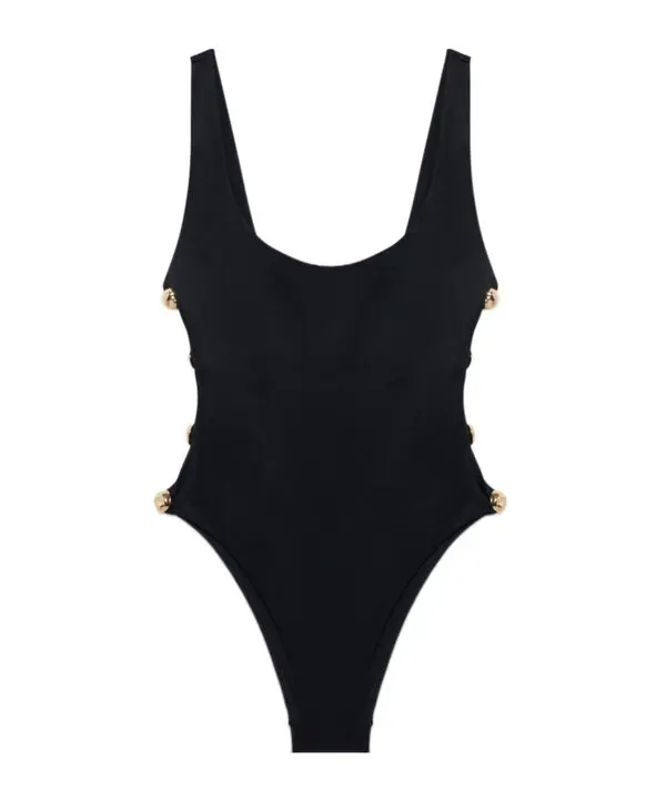 Simkhai Mona Studded Cut-out One-piece Swimsuit - Black