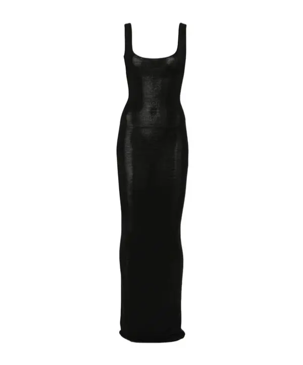 ENTIRE STUDIOS Sheer Scoop-neck Knitted Dress - Black