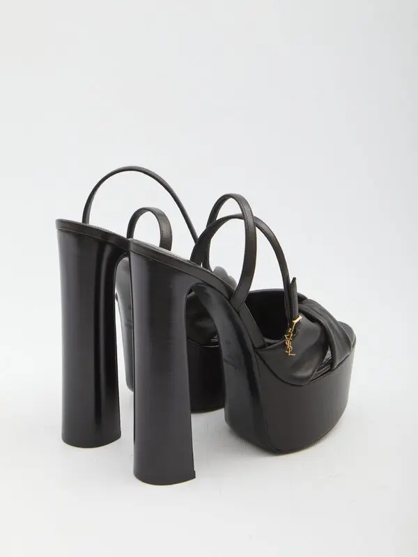 Saint Laurent Platform Sandals With Cassandre Charm - Brown