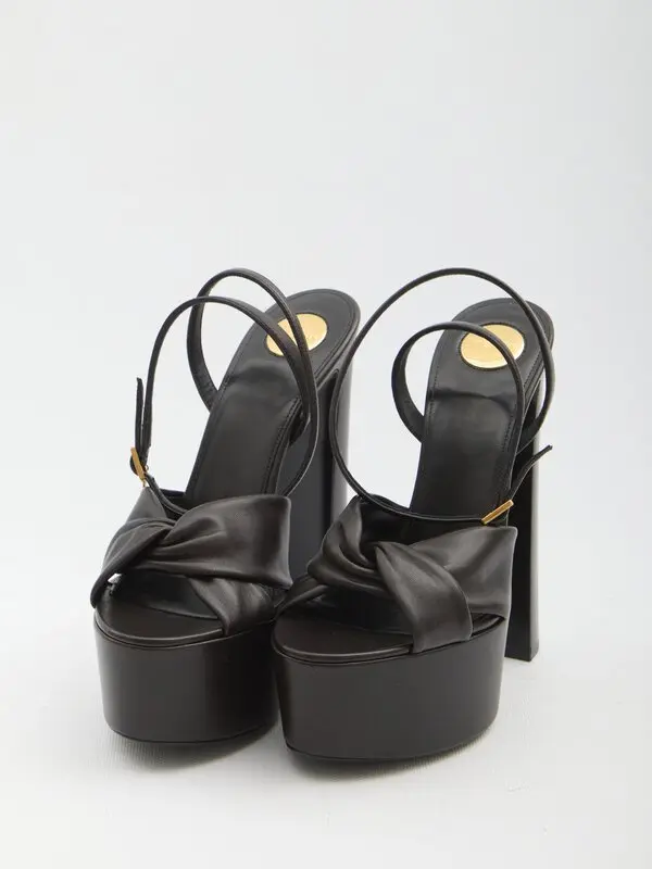 Saint Laurent Platform Sandals With Cassandre Charm - Brown