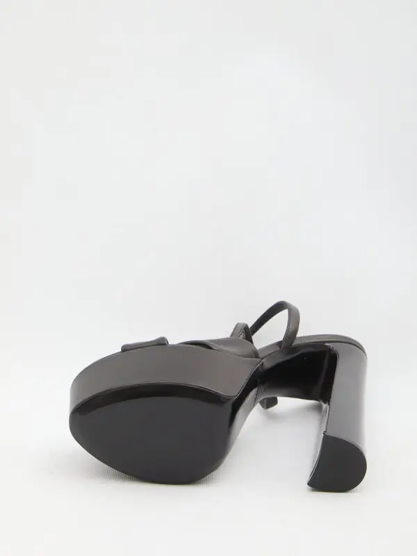 Saint Laurent Platform Sandals With Cassandre Charm - Brown