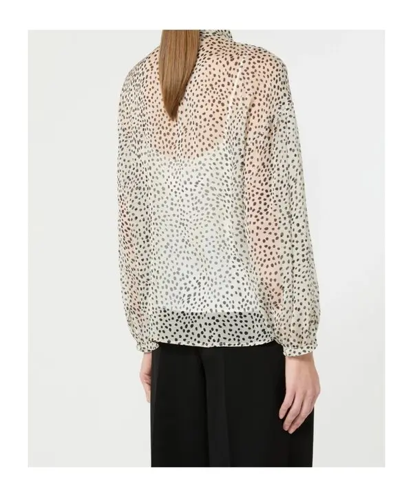 Max Mara Long Sleeve Printed Chiffon Shirt With Tie-bow Detail