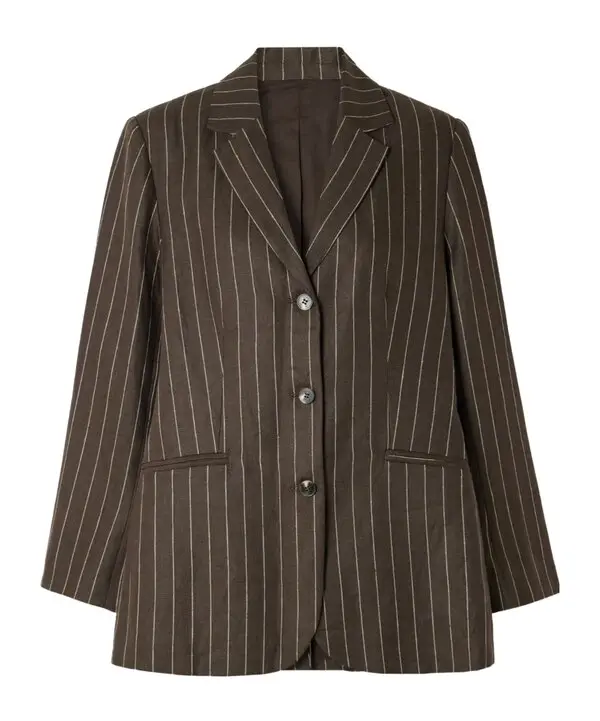 Posse Pinstripe Single-breasted Blazer - Darkbrown