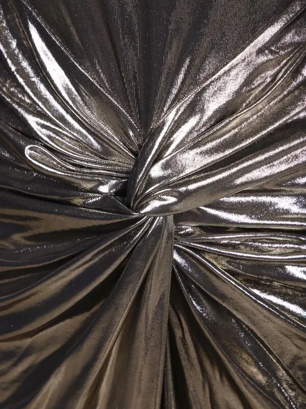 Retrofete Metallic Halterneck Gown With Draped Detail