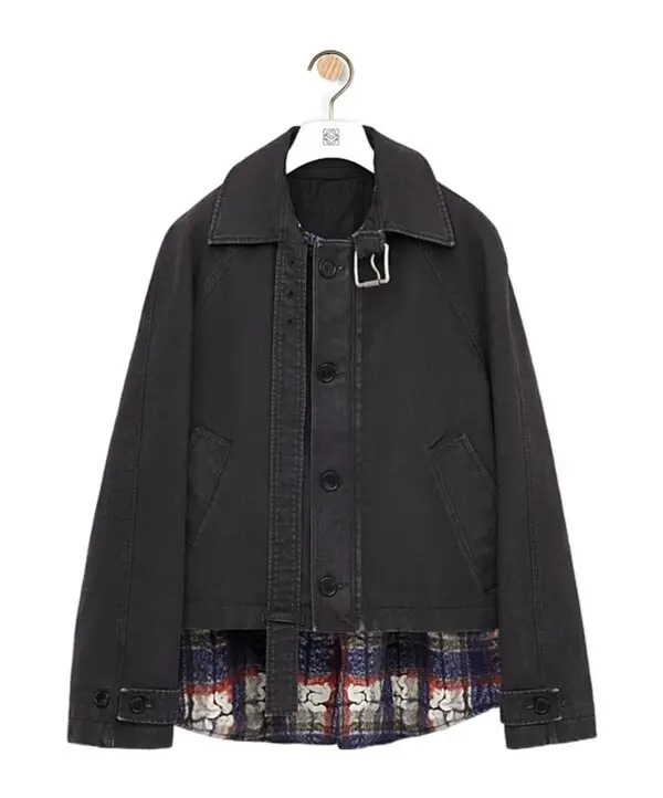 Loewe Belted Jacket In Cotton - Anthracite