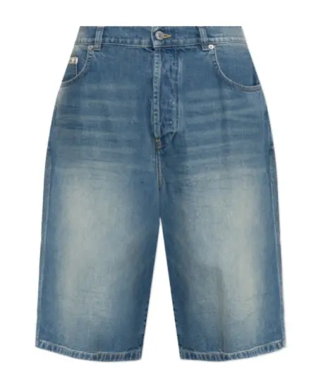 Moschino Detailed Denim Shorts - Blue