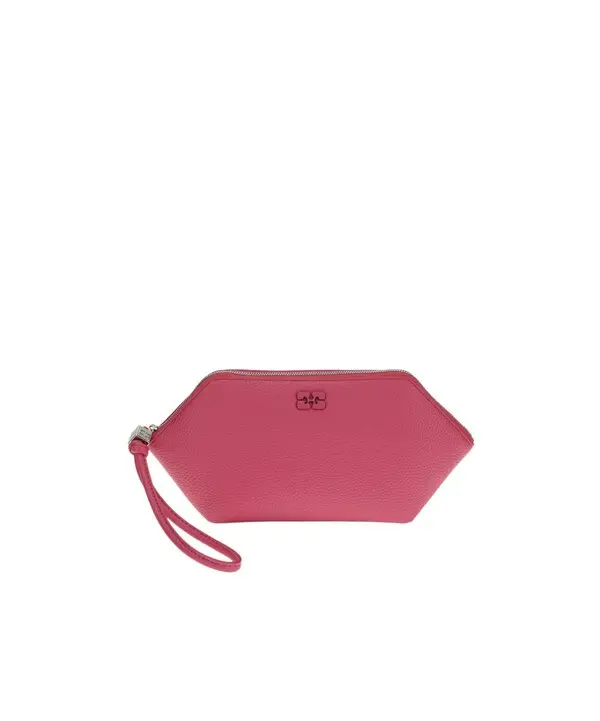 GANNI Bou Zip Pouch Makeup Bag - Red
