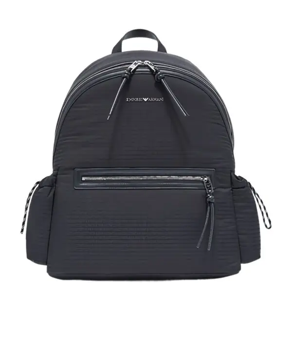 Emporio Armani Padded Zipped Drawstring-detail Backpack - Black