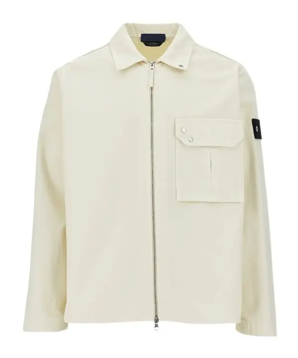 Stone Island Zipped Denim Overshirt - Beige