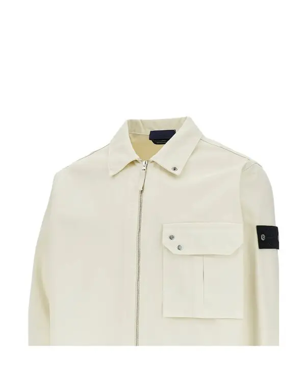 Stone Island Zipped Denim Overshirt - Beige