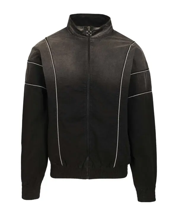 Off-White Logo Embroidered Zip-up Jacket - Black