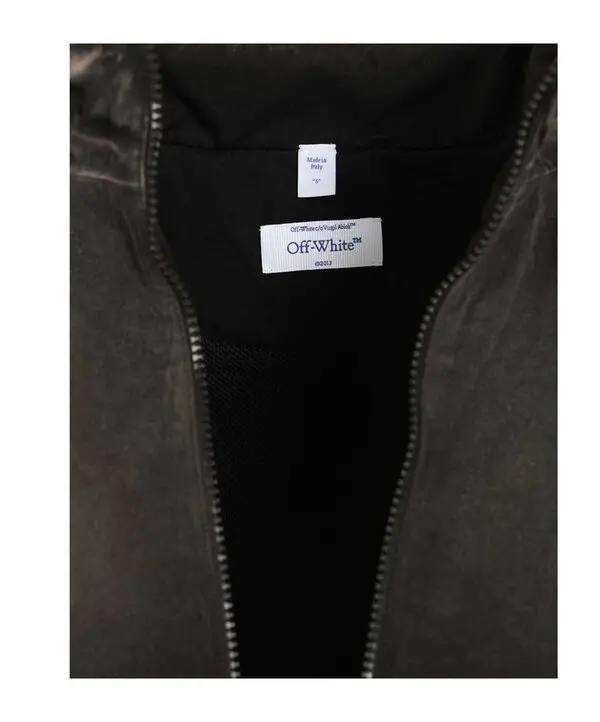 Off-White Logo Embroidered Zip-up Jacket - Black