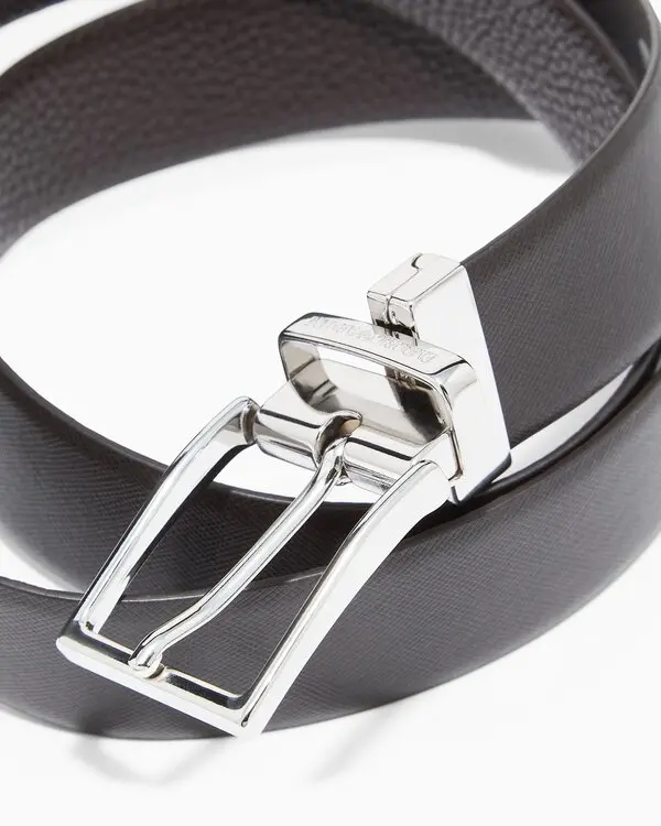 Emporio Armani Engraved Logo Buckle Belt - Brown