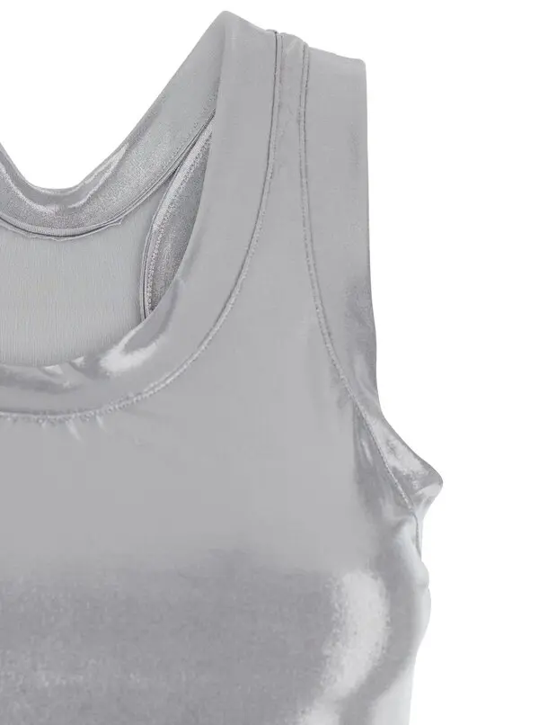 Norma Kamali Metallic Racer Back Tank Top
