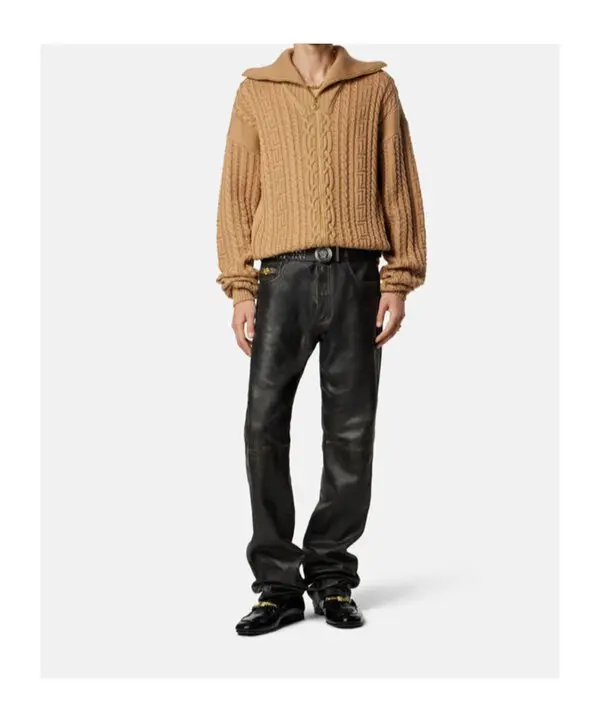 Versace Zip-up Knitted Cardigan - Brown