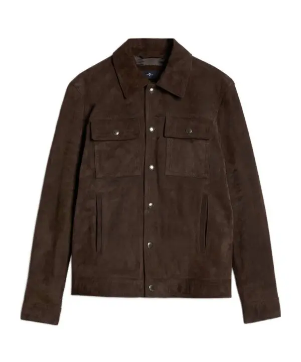 7 For All Mankind Suede-finish Press-stud Jacket