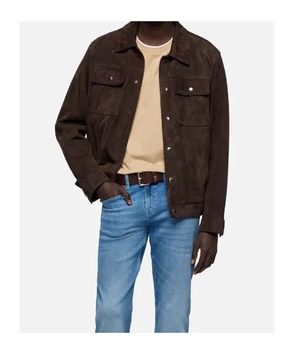 7 For All Mankind Suede-finish Press-stud Jacket