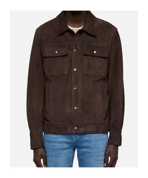 7 For All Mankind Suede-finish Press-stud Jacket