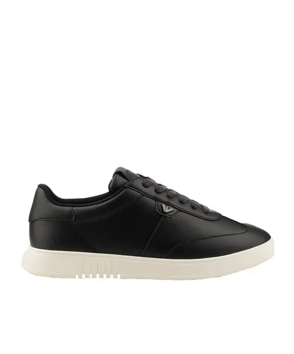 Emporio Armani Logo Plaque Leather Lace-up Sneakers
