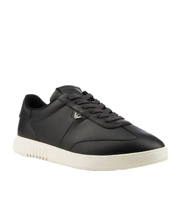 Emporio Armani Logo Plaque Leather Lace-up Sneakers