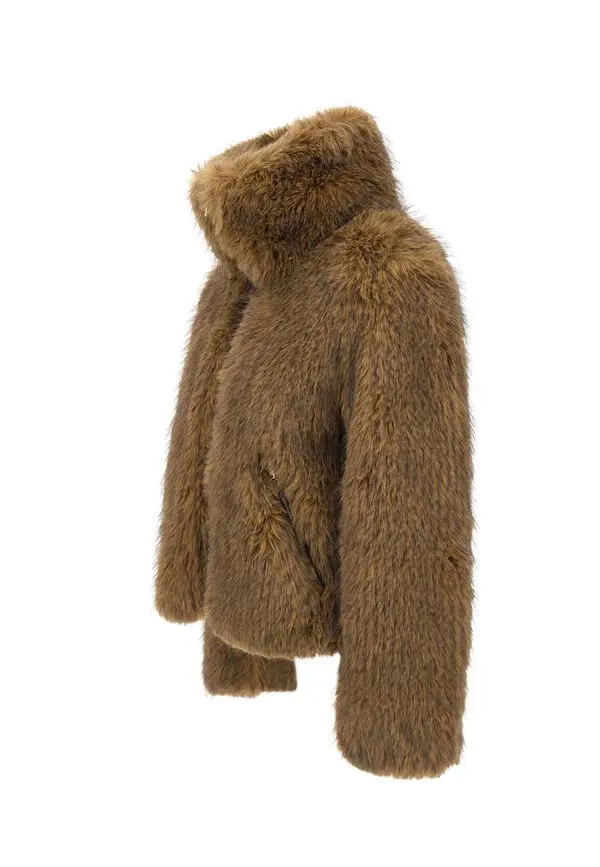 Moose Knuckles Faux Fur Zip Jacket - Green