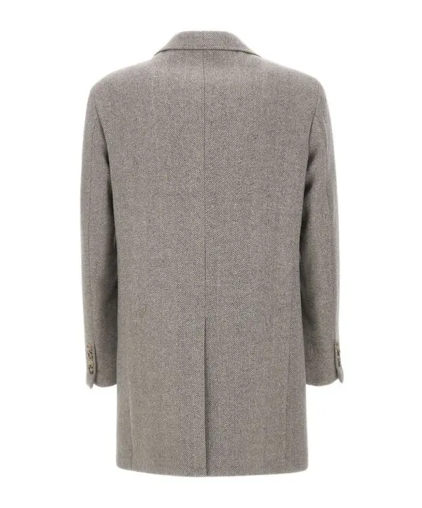 MANUEL RITZ Herringbone Single-breasted Coat - Grey