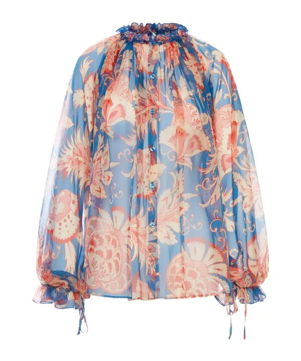 Etro Floral Printed Ruffled-trim Blouse - No