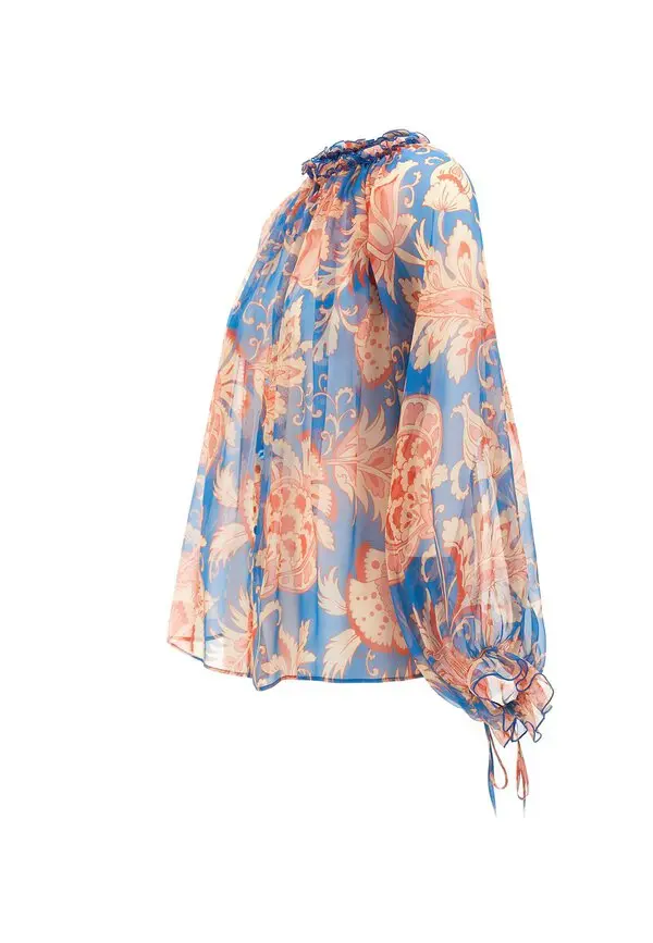 Etro Floral Printed Ruffled-trim Blouse