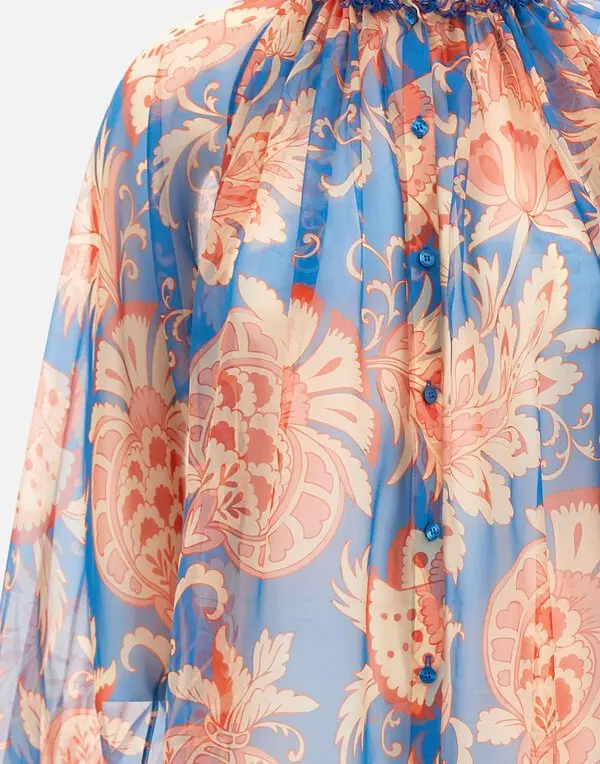 Etro Floral Printed Ruffled-trim Blouse