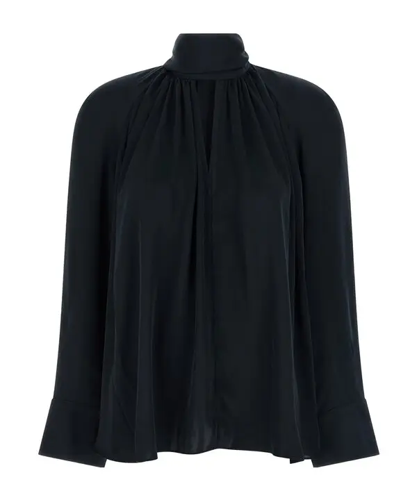 ROTATE BY BIRGER CHRISTENSEN Logo Charm Bow Blouse - Black