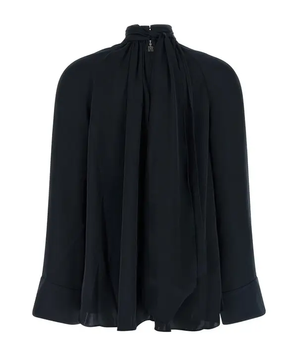 ROTATE BY BIRGER CHRISTENSEN Logo Charm Bow Blouse - Black