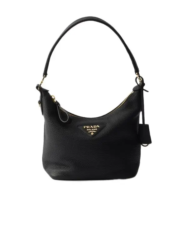 Prada Logo-lettering Zipped Shoulder Bag - Black