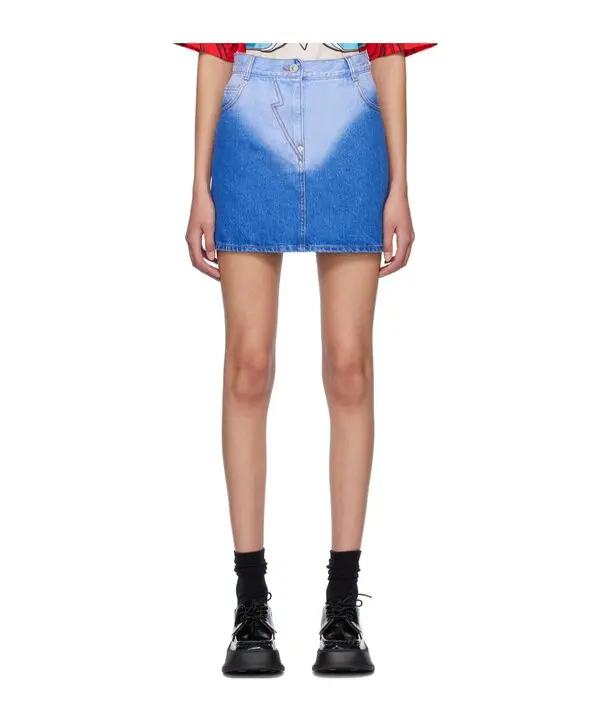 PUSHBUTTON Button Down Gradient Denim Mini Skirt