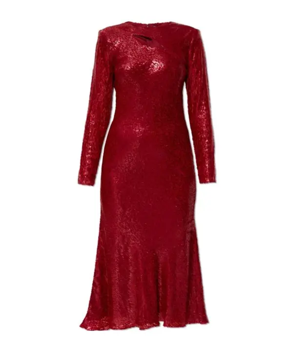 SELF-PORTRAIT Lurex-detail Silk Long Sleeve Dress
