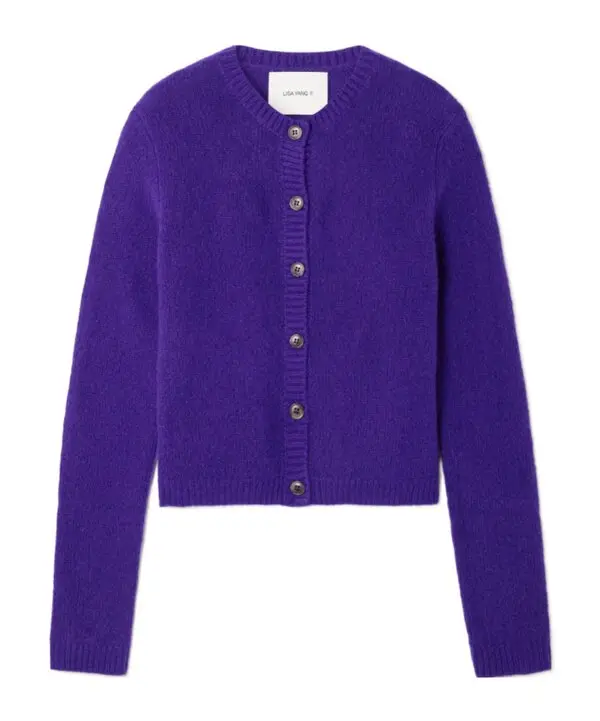 LISA YANG Crew Neck Cardigan - Purple